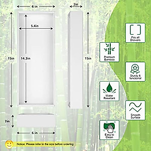 Lixple Kitchen Drawer Organizer - 2 Pack, Stackable Bamboo Drawer Organizers, Wooden Storage Box Tray for Cabinet, Pantry, Bathroom Countertop, Multi-use Organization and Storage (White)