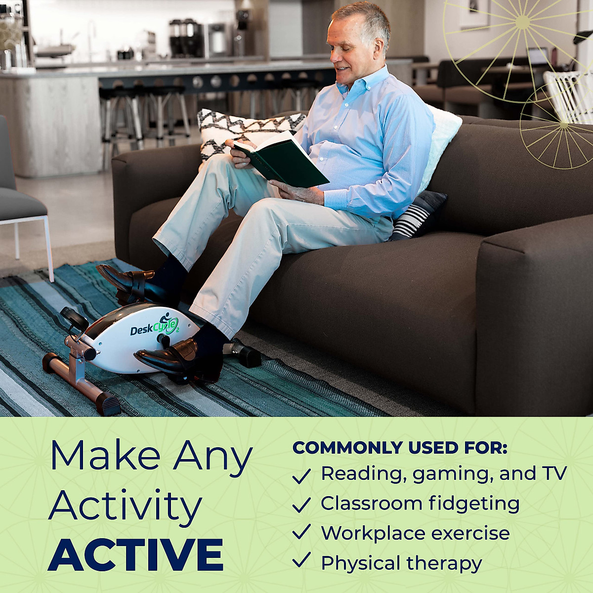 DeskCycle Under Desk Bike Pedal Exerciser - Stationary Bikes for Home & Office - Standard and Adjustable Height Versions