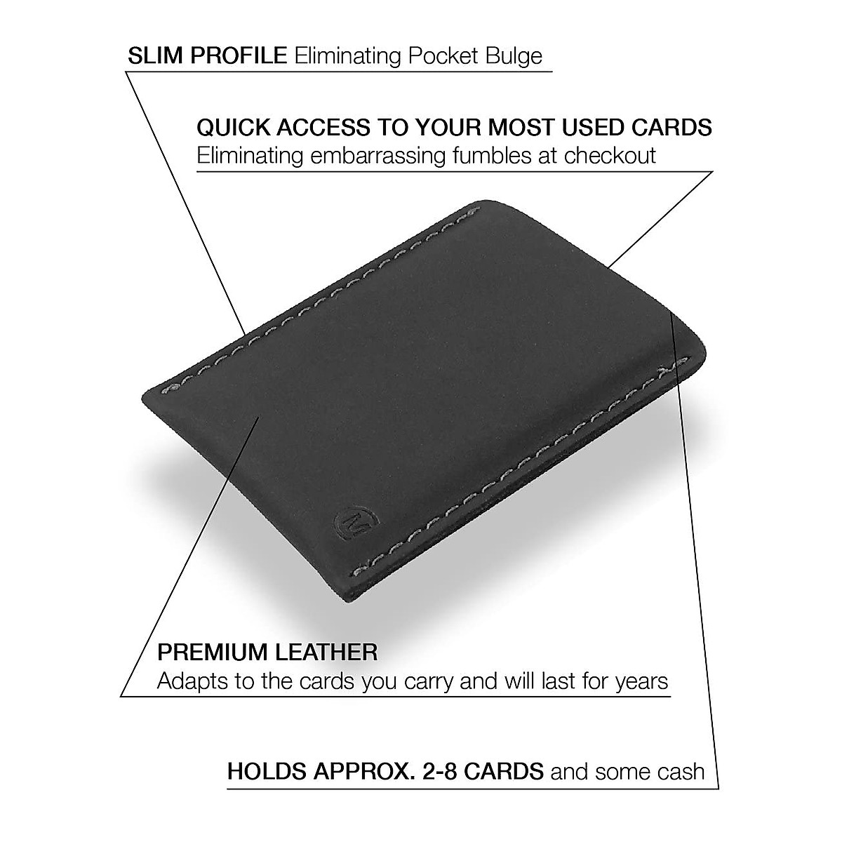 Modern Carry Leather Minimal Card Holder, Minimalist Wallet for Men & Women, Thin Credit Card Holder, Small Business Card Holder, Card Holder Wallet, Front Pocket Card Wallet - Full Protection (Black)