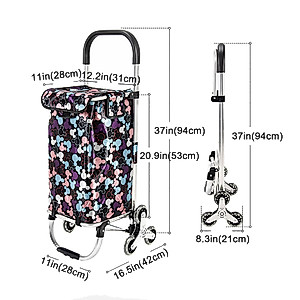 Trolly Cart with Wheels, Portable Shopping Cart, with Telescopic Handle, for Home, Garden, Shopping, Office.