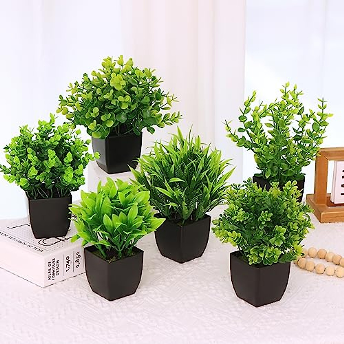 CEWOR 6 Pack Small Fake Plants Artificial Potted Plants Faux Plants Indoor for Home Bathroom Wall Decor