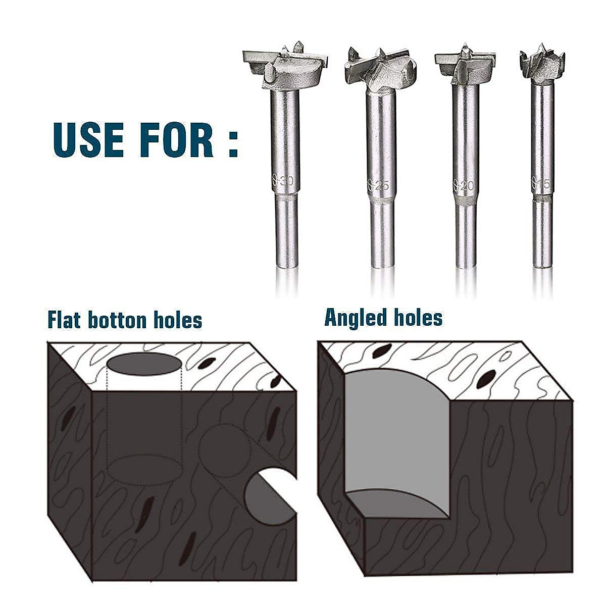 Forstner Drill Bit Sets,16 Pcs Tungsten High Speed Steel Wood Working Hole Cutter Titanium Coated Wood Boring Hole Drilling Sets with Round Shank 19/32"-1-3/8"(15mm-35mm) by TLHOME