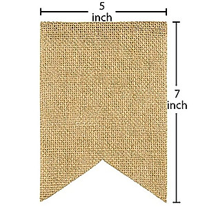 PARFAIR DESSIN 40 Pcs Stiffened Swallowtail Flag Bunting Burlap Banner PreStringed DIY Garland Decoration for Holidays Camping Halloween Christmas 40 Feet (Natural, Flag 1)