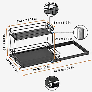 AOSITE Under Sink Organizers Bathroom Organizer and Storage 2 Tier Under Sink Storage Pull Out Cabinet Organizer Under Kitchen Sink Organizer Sliding Under Sink Shelf Cabinet Pull Out Shelves
