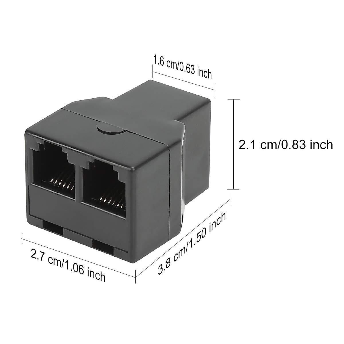 Uvital RJ12 6P6C 1 Female to 2 Female Telephone Line Splitters, Telephone Landline Cable Connector and Separator(Black,4 Pack)