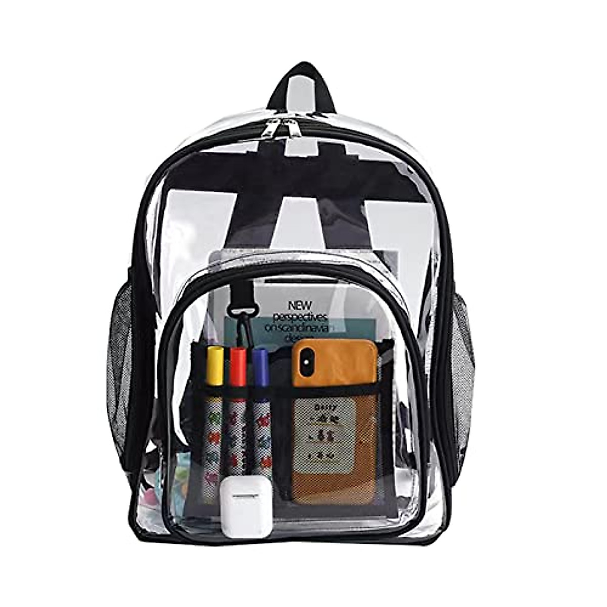 Skycco Large Clear Backpack Stadium Approved 16.5''X12.9''X6.7'',Heavy-duty PVC Backpack (Grey) (SUM511)