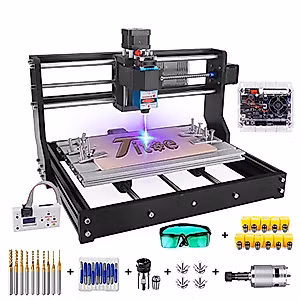 2 in 1 7000mW CNC 3018 Pro Engraver Machine,GRBL Control 3 Axis DIY Router Kit Plastic Acrylic PCB PVC Wood Carving Milling Engraving Machine with Offline Controller+10PCS Router Bit