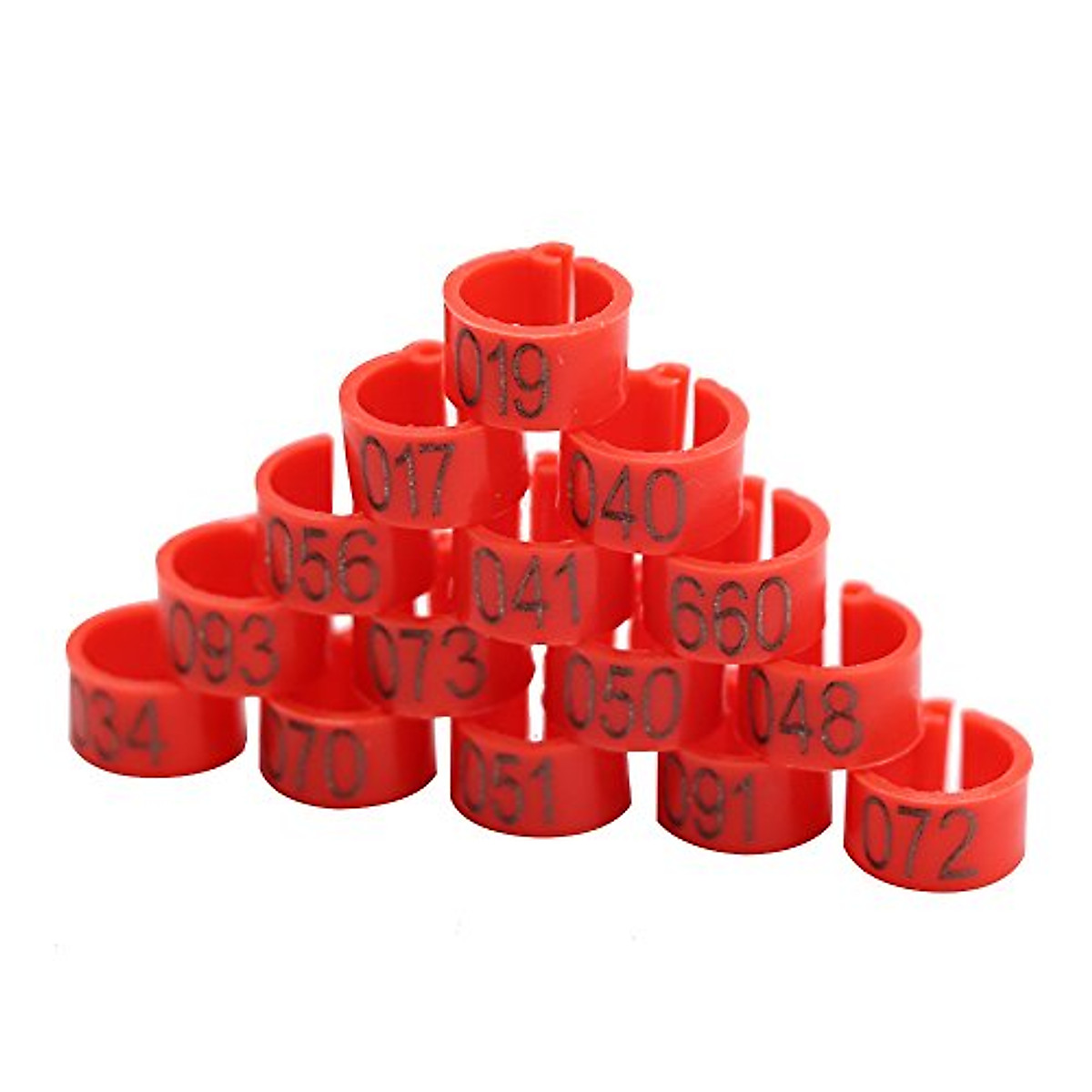 iherdsman 001-100 Multi-color Bird Leg Bands Numbered 8 mm Pigeon Parrot Chicks Leg Band Duck Clip Rings Bands (Red)