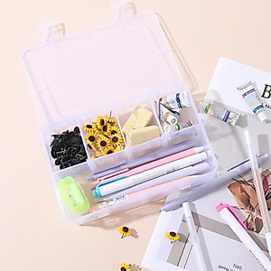 Tackle Box Organizer Bead Organizers and Storage with Adjustable Dividers Small Plastic Box Bead Storage Containers Small Parts Organizer Clear Storage Case Compartment Organizer for Snacks Craft