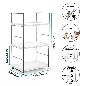 JANUS LiANG 3-Tier Bathroom Organizer Countertop - Makeup Organizer Cosmetic Holder Corner Storage Shelf Kitchen Spice Rack Standing Counter Shelf for Vanity, Bathroom, Bedroom, Kitchen (Chrome)