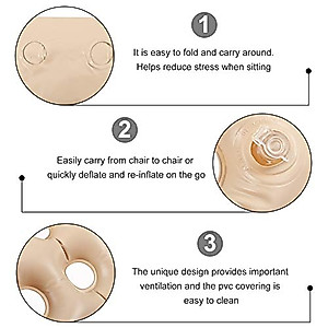 WINOMO Air Inflatable Seat Cushion Foldable Portable Pressure Relieving Chair Cushion Blow Up Wheelchair Pad for Office Chair Dining Room Chair Car Seat Complexion