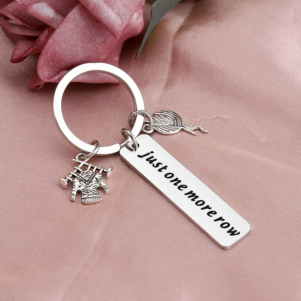 AKTAP Knitting Lover Keychain Crocheting Jewelry Just One More Row Knitting Maker Gift for Knitter Grandmother Gift (Knitting Lover Keychain)