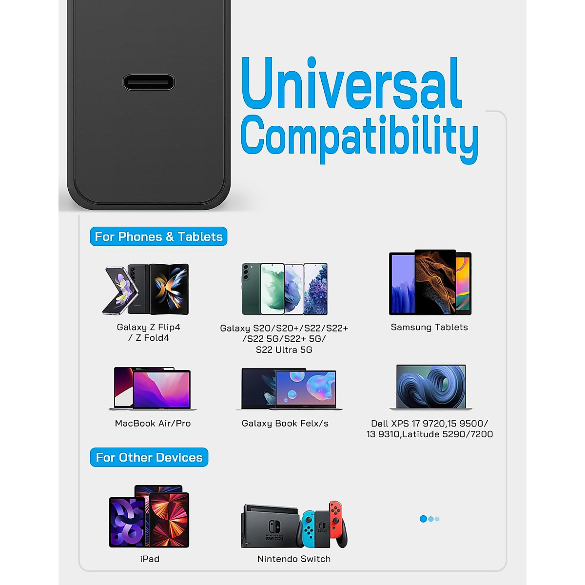 2 Pack USB C Charger for 45W Samsung Super Fast Charger with 6 FT Type C to C Fast Charging Cable Compatible with Glalaxy S23 Ultra/S23/S23+/S22 Ultra/S22+/S21, Galaxy Tab S8+