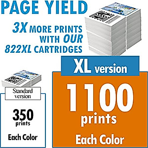 QUALITAT New Chip Compatible for Epson 822XL Ink Cartridges Combo Pack | High Capacity(XL Version) for 822XL Printer Ink Epson Workforce Pro WF-3820 Ink Cartridges WF-4820, WF-4830, WF-4834