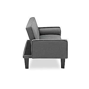 72" Modern Futon Sofa Loveseat Convertible Sleeper Couch Bed Daybed, Folding Recliner with Two Pillows, Cotton Linen 2-Seat Sofá & Couches for Living Room, Apartment, Limited Space Furniture Sets