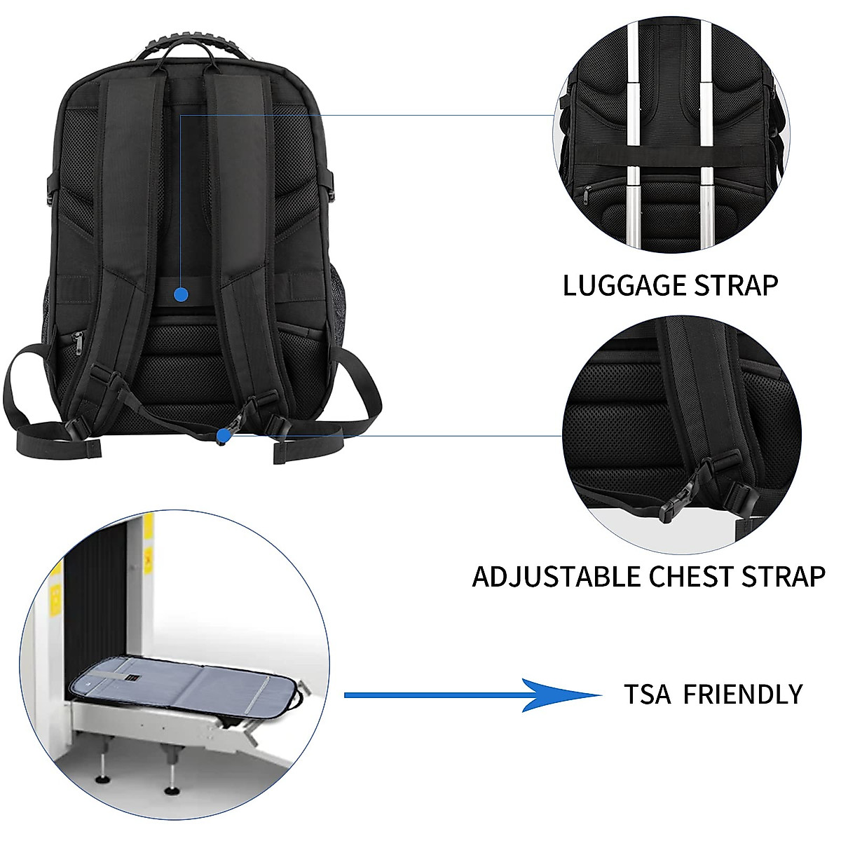 KROSER Travel Laptop Backpack 18.4 inch XXXL Computer Backpack Stylish College Backpack with RFID Pockets USB Charging Port REFLECTIVE STRIPS Water-Repellent Day pack for School/Business/Men