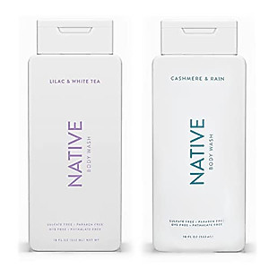 Native Body Wash Twin Pack | Naturally Derived Clean Ingredients, 18 fl oz (532 mL) Each (Lilac & White Tea/ Cashmere & Rain)