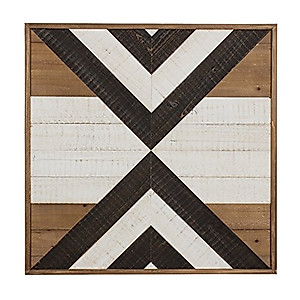 Kate and Laurel Baralt Shiplap Wood Plank Art, Black, White and Rustic Brown