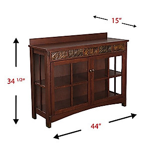 SEI Furniture Camino Mission Sideboard & Curio - Red Washed Expresso Finish w/ Faux Slate - Spacious Design (AMZ0092MC)