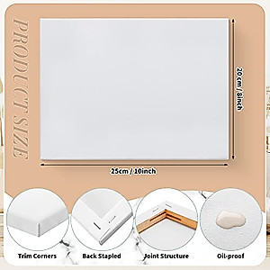 Thenshop Stretched Canvas for Painting 10 oz Triple Primed 100% Cotton White Blank Canvas Bulk Art Canvases for Painting Oil Paint Acrylics Pouring,8 x 10 Inch(20 Pieces)