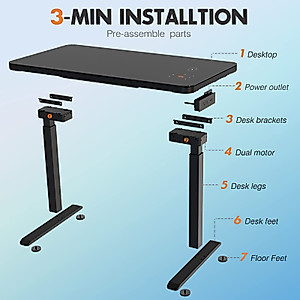 AIMEZO Standing Desk with Drawer Ergonomic Tempered Glass Electric Sit-Stand Height Adjustable Computer Workstation,with Touchscreen Controller&Wireless Charging &USB Port, and Power Strip