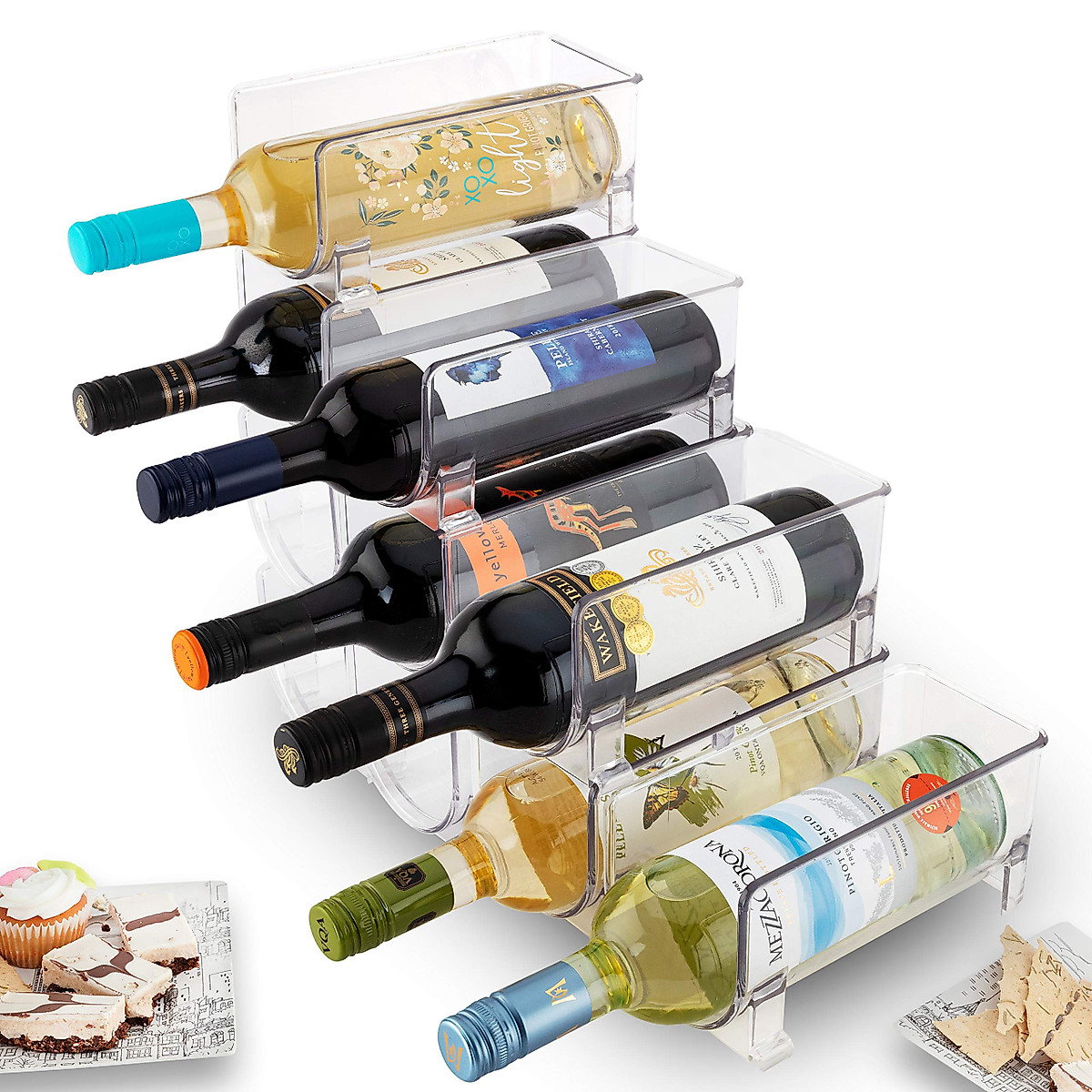 JINAMART Set of 2 Stackable Wine Storage Rack, Counter Top Wine Holder (Holds 2 Bottles)