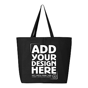 shop4ever Personalized Custom Design Your Own Jumbo Heavy Canvas Tote Reusable Shopping Bag 10 oz Black 1 Pack