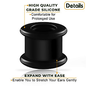 BIG GAUGES Pair of Silicone 3/4 inch Gauge 20mm Black Double Flared Piercing Jewelry Earring Stretcher Plug Tunnel Saddle Lobe BG1372