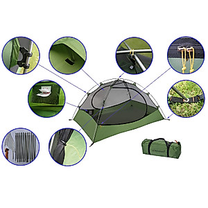 Clostnature 1-Person Tent for Backpacking - Ultralight One Person Backpacking Tent, Hiking Tent for One Man, Solo, Single Person with Tri-Beam Aluminium Stakes