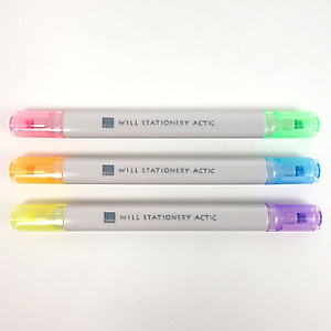 KOKUYO Will Stationery Actic Highlighter Twin Pen, 3-Pack (F-WPM104SET)