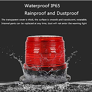 RISOON Solar Strobe Warning Safety Flashing Light/Ceiling Strobe Light, with Strong Magnetic Base Waterproof for Construction, Traffic, Factory, Crane Tower, Boat Navigation (White)