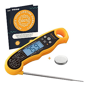 Deiss PRO Digital Meat Thermometer – Ultra Fast Digital Cooking Thermometer with Backlight Display - Waterproof Digital Thermometer for Beef, Poultry, BBQ – Instant Read Digital Candy Thermometer