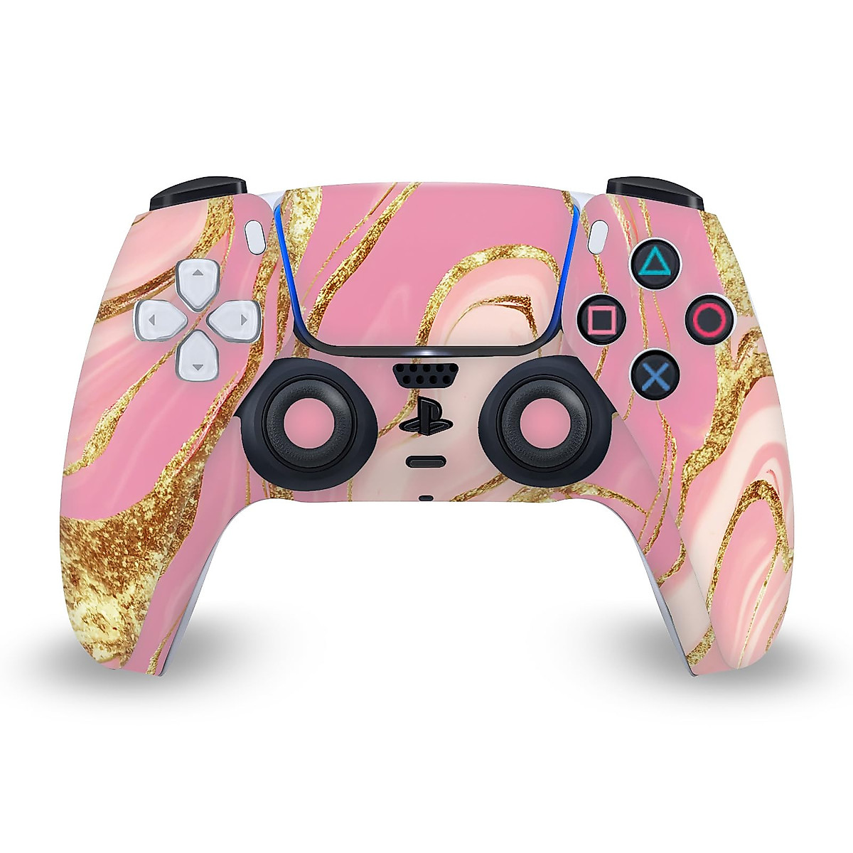 Head Case Designs Pink and Gold Marble Vinyl Faceplate Sticker Gaming Skin Decal Cover Compatible with Sony PlayStation 5 PS5 Disc Edition Console & DualSense Controller