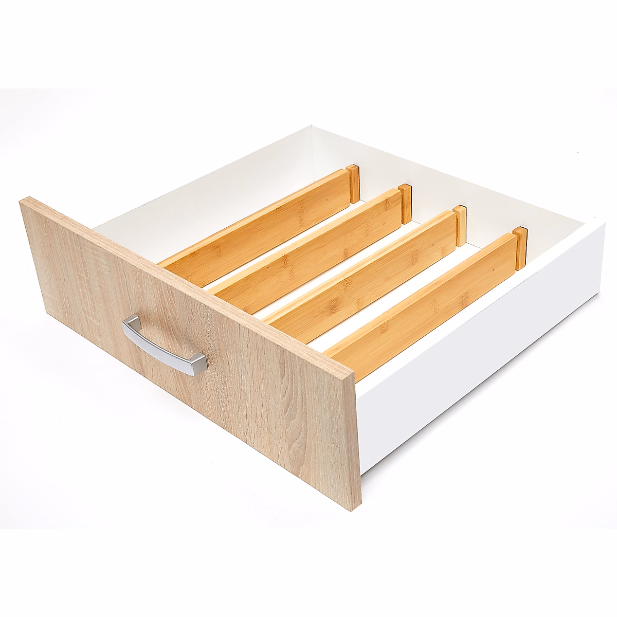 RoyalHouse Large Drawer Organizer (18" - 22") Adjustable Bamboo Drawer Dividers Organizers, Expandable Drawer Separators for your Kitchen, Bedroom, Bathroom, Dresser, Office, and More (4 pieces)