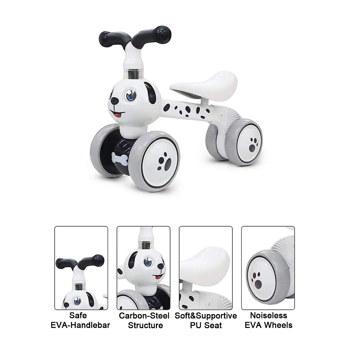 Ancaixin Baby Balance Bikes for 1 2 3 Year Old Boys Girls, Riding Toys for 10-36 Month Toddler | No Pedal Infant 4 Wheels Baby Bicycle | Best First Birthday New Year Holiday (Dog)