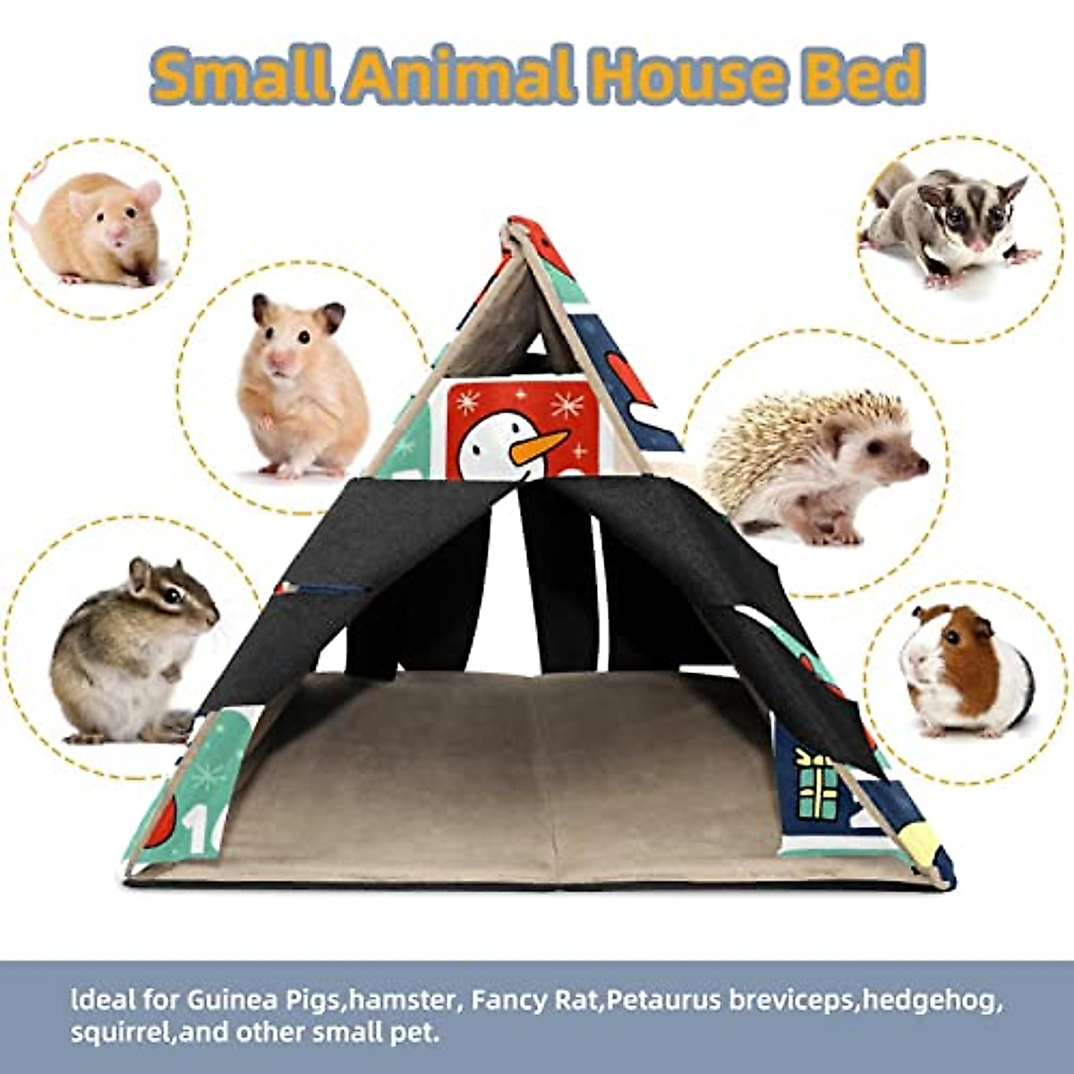 Y-DSIWX Guinea Pig Hideout House Bed, Cute Number Christmas Calendar Xmas Ornaments Rabbit Cave, Squirrel Chinchilla Hamster Hedgehog Nest Cage