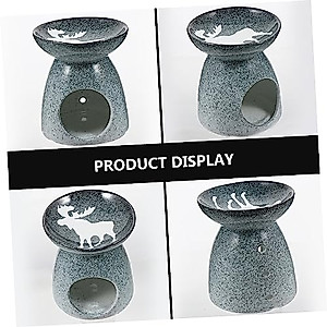 Healifty 1pc Meditation Room Decor Office Decoration Aroma Heating Holder Elk Pattern Incense Stove Lantern Decorative Lantern Candle Holder Ceramic Incense Stove Aroma Oil Burner
