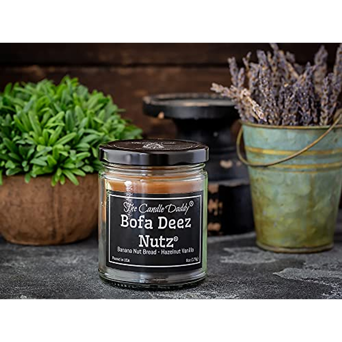 Bofa Deez Nutz- Funny- Banana Nut Bread n Hazelnut Vanilla- Scented Candle- Double Pour- 6 Ounce- 40 Hour Burn Time
