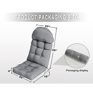 COSNUOSA 2 Pcs Rocking Chair Cushion High Back Adirondack Chair Cushion Waterproof Patio Cushions for Outdoor Furniture Light Gray