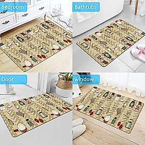 Super Absorbent Kitchen Mats for Floor Ultra Thin for Summer Using Set of 2, Rubber Backing Carpet Rugs Mat Cushioned, Quick Dry Floor Mats, Machine Washable Laundry Room Rug…