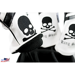 Guiote Skull 1 3 5 H Golf Headcover White Vintage Retro Driver Fairway Wood Hybrid Cover
