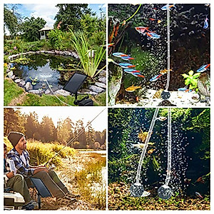 Solar Air Pump，2.5W Solar Oxygen Air Fountain Pump with Air Bubble Stones , 3 Modes Solar Powered Air Pump Kit for Garden Fish Tank Pool Fishing Pond