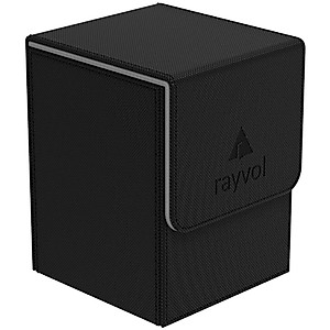 Rayvol Premium 100+ Card Deck Box for MTG, 2 Dividers and 100 Penny Sleeves per Box, Card Deck Case for Magic Commander, YugiOh, other TCG Cards
