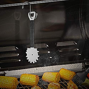 Ponwec BBQ Grill Cleaning Tool and Bottle Opener with 1PCS S-Shaped Hook,Extended Handle BBQ Grill Scraper Tool for Any Grilling Grill Grates | Gas Grill Men Gifts | Barbecue