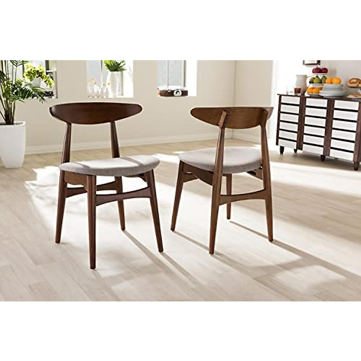 Baxton Studio Flora Dining Chair in Light Gray (Set of 2)
