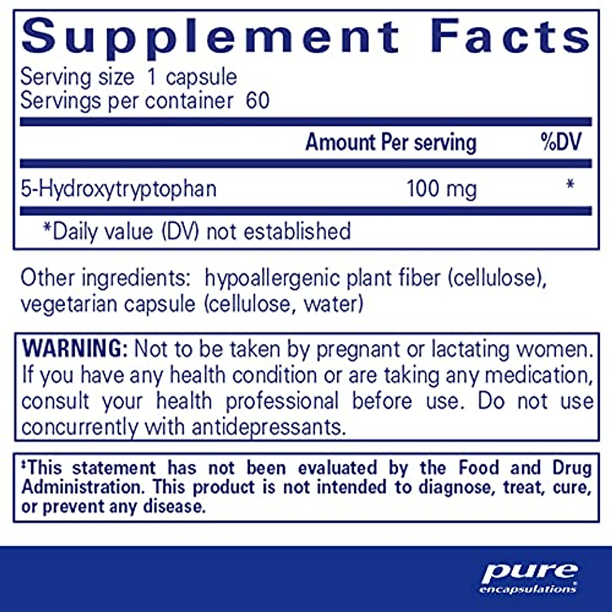 Pure Encapsulations 5-HTP 100 mg | 5-Hydroxytryptophan Supplement for Brain, Sleep, Eating Behavior, and Serotonin Support* | 60 Capsules