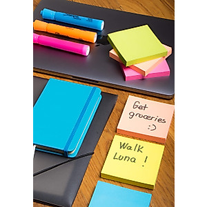 Sticky Notes 3x3 in (12 Pads) Bright Colored Super Self Sticky Pads - 100 Sheets / Pad - Easy to Post for School, Office Supplies, Desk Accessories