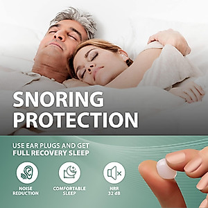 PQ Wax Ear Plugs for Sleeping, Swimming - 15 Soft Noise Cancelling Silicone Gel Wax Earplugs for Sleep and Swimmers, Ear Protection with Sound Blocking Level of 32 Db, (15-Pillows), Color: White