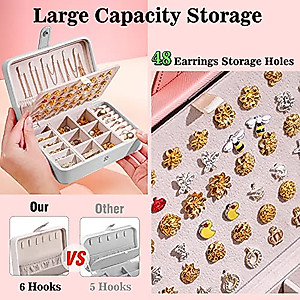 AGECASH A Small Jewelry Box, Portable Mini Travel Jewelry Case Earrings Necklaces Rings Storage Organizer,PU Leather Double Layer Jewellery Organizer for Women Girls Gift