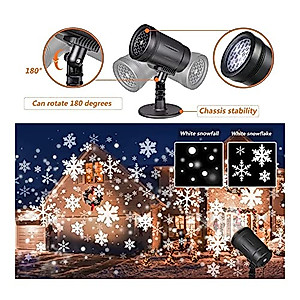 Lovedfgh Christmas Snowflake Lights Christmas Snowflake Projector Lights Outdoor, Waterproof LED Snowfall Spotlight Projector for Halloween Xmas Party Holiday Home Garden Landscape Decor 11.7